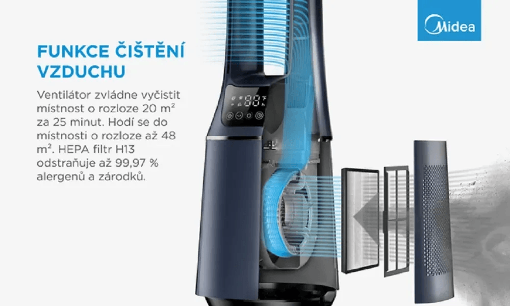 Midea Ventilátor sloupový AMS150-PBW modrý nakoupit u OBI