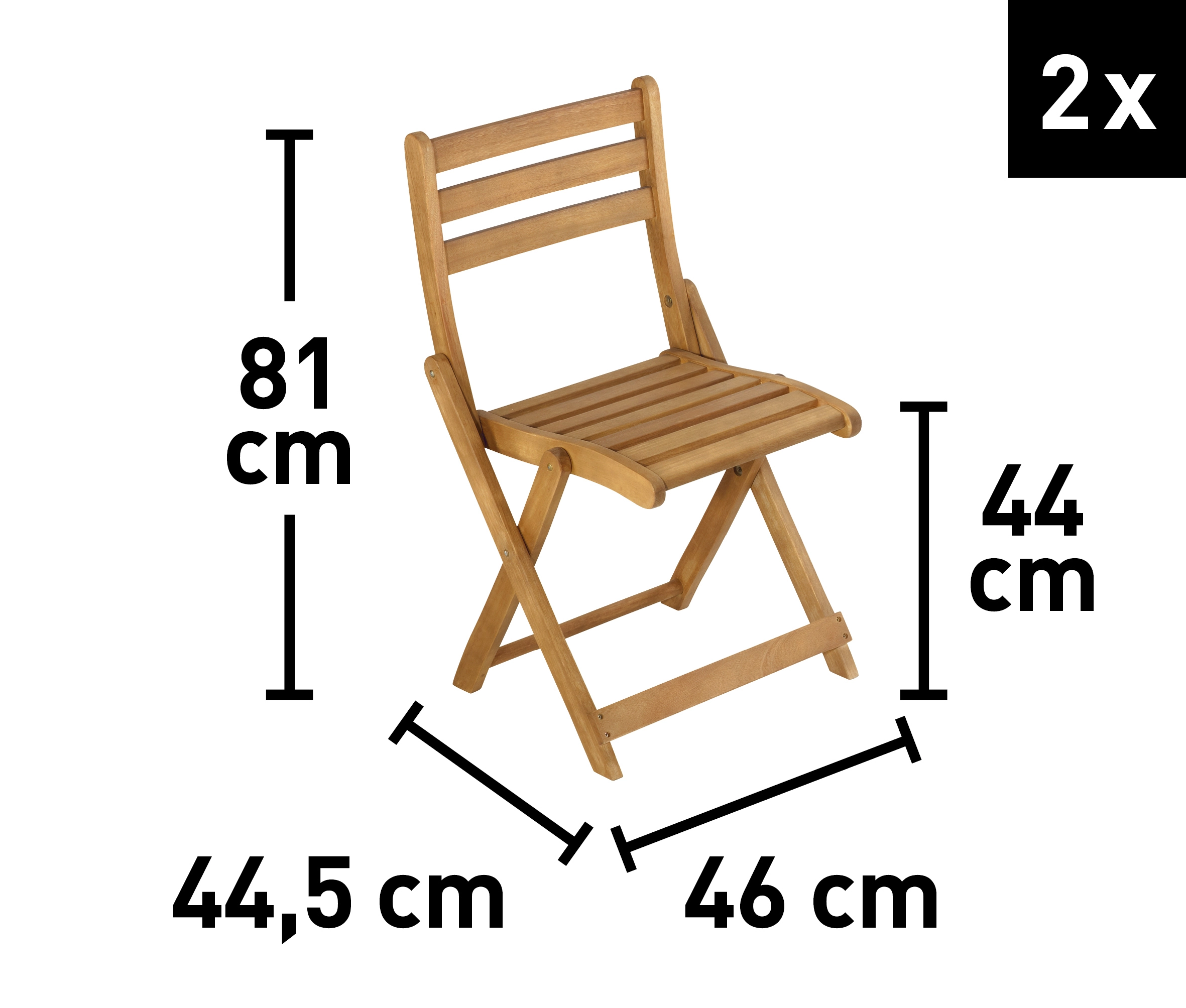 Skládací židle Copland bez opěrek, eukalyptové dřevo, 2 ks, 81 x 46 x 45 cm koupit v OBI
