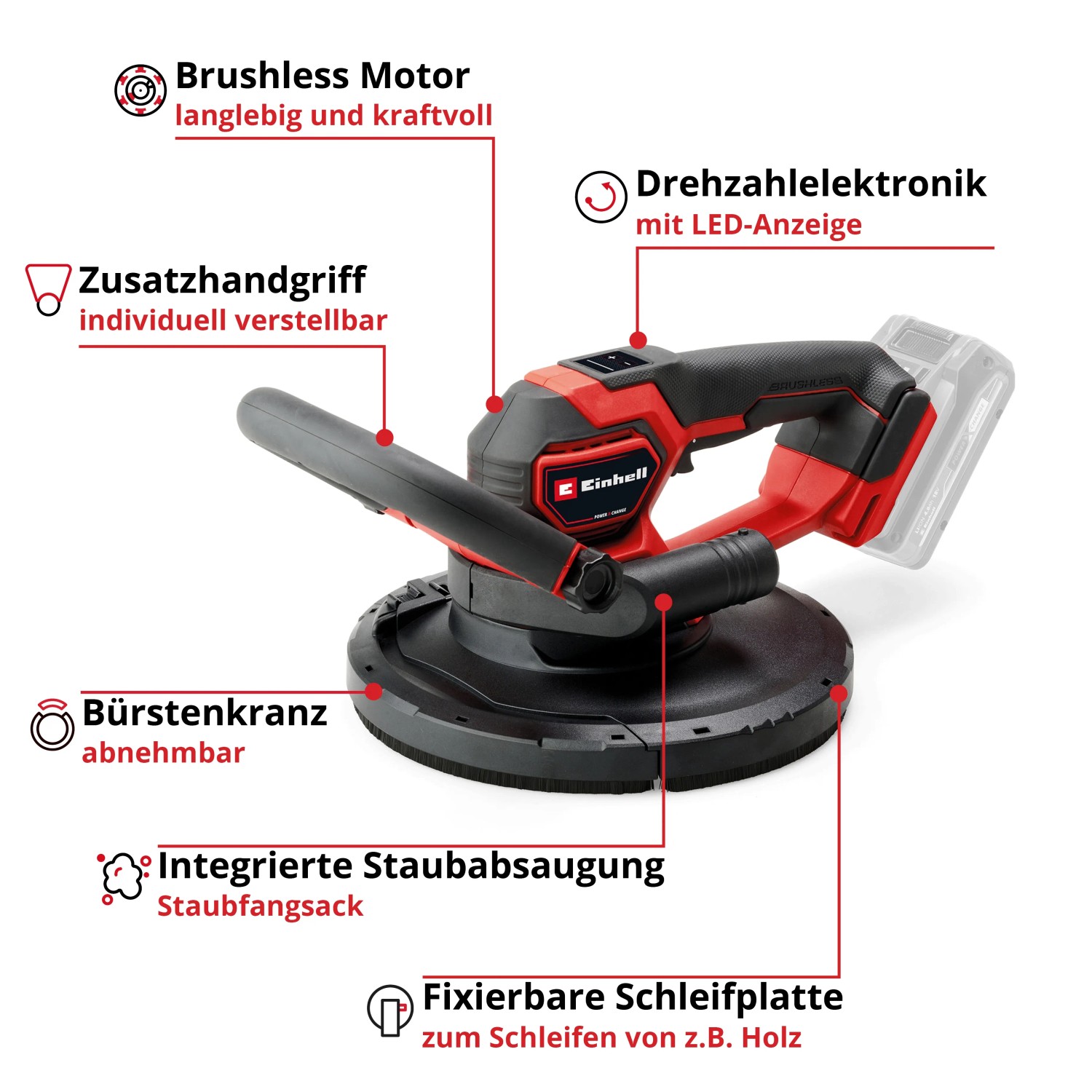 Einhell Professional Aku bruska na sádrokarton TP-DWS 18/225 Li Bl-Solo ...