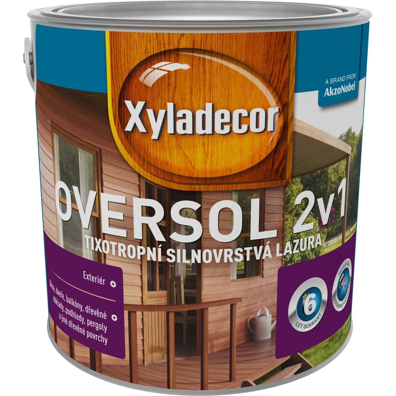 Xyladecor Tixotropní silnovrstvá lazura Oversol 2v1 bílá krycí 2,5 l ...