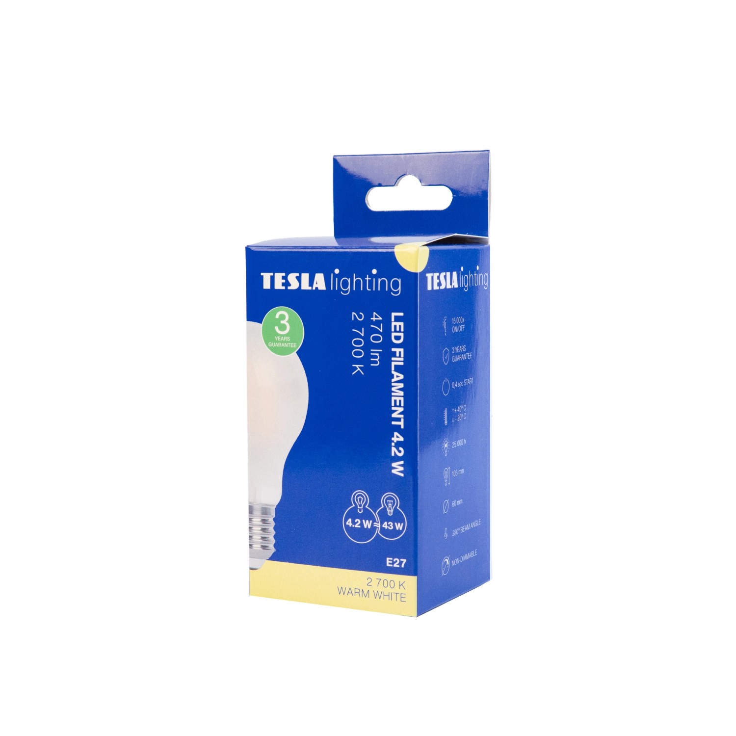 Tesla LED žárovka Filament Bulb Milky A60, E27, 4,2W, 230V, 470lm ...