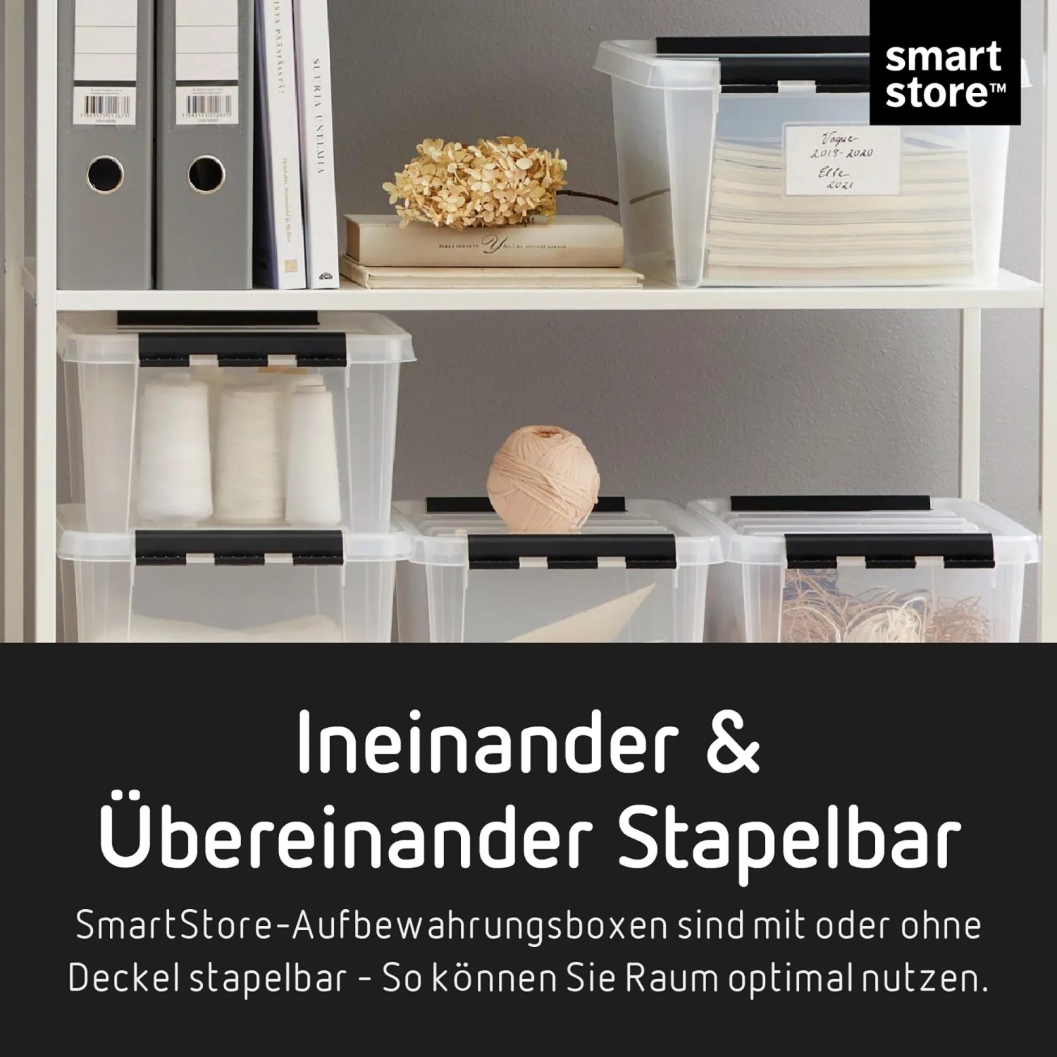 SmartStore Skladovací box Classic s víkem, transparentní, 39 x 50 x 18 ...