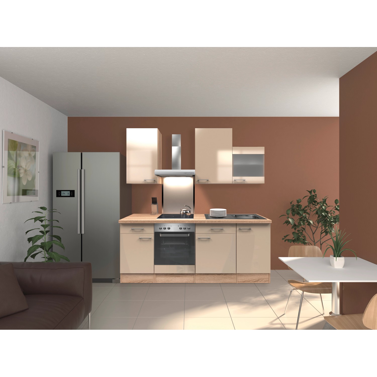 Flex-Well Kuchyně Orlando 220 cm/typ 5 - trouba/varná deska/digestoř ...