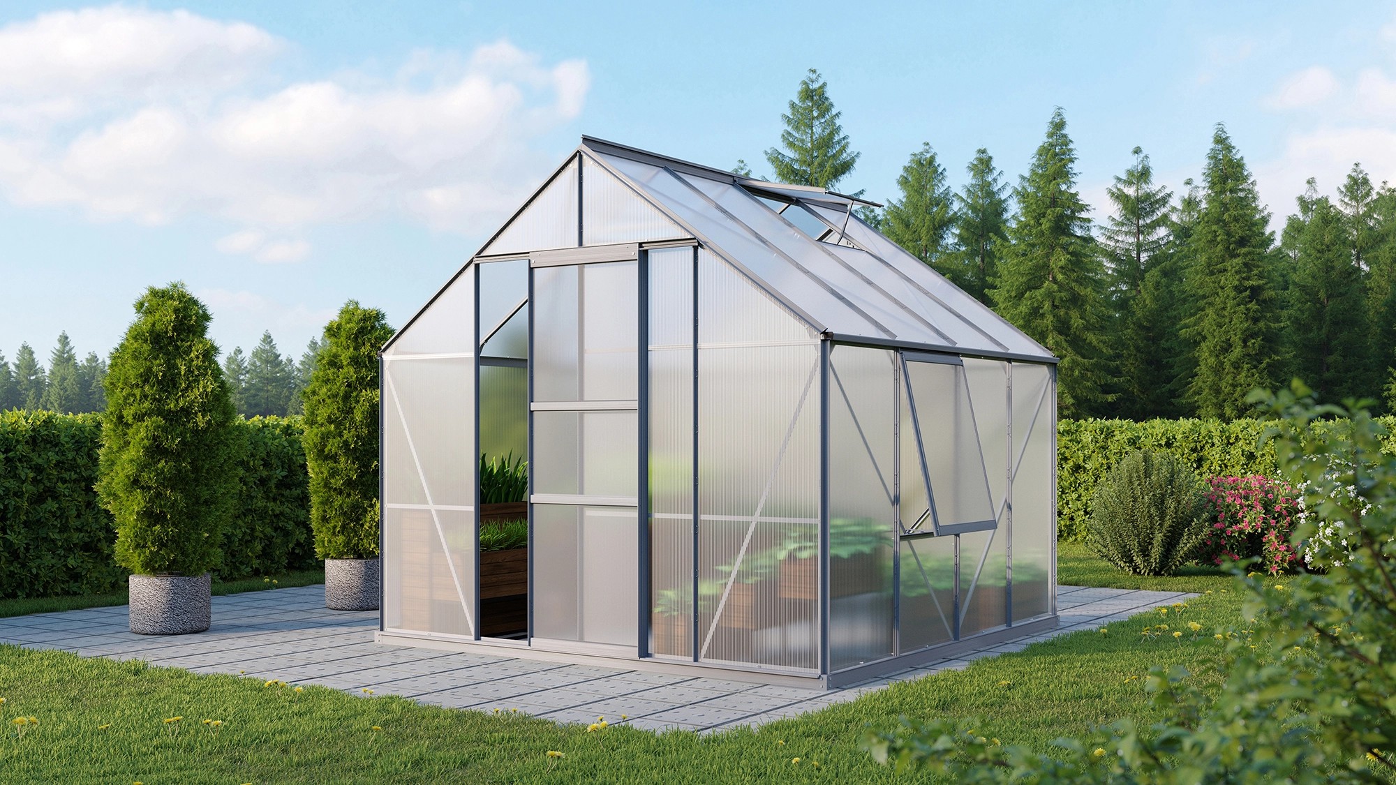 Vitavia Skleník Meridian 1 6700 HKP 6 mm eloxovaný hliník 257 x 258 cm ...