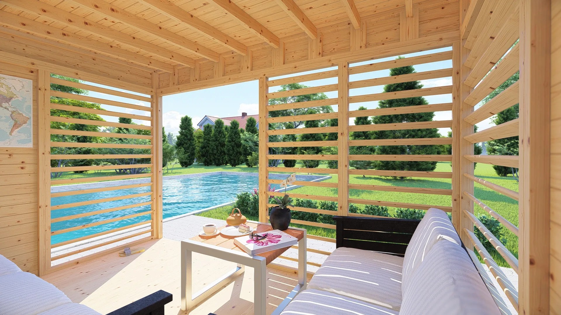 Bertilo Zahradní pavilon Lounge Modern 2, přírodní, 234 x 337 cm koupit ...