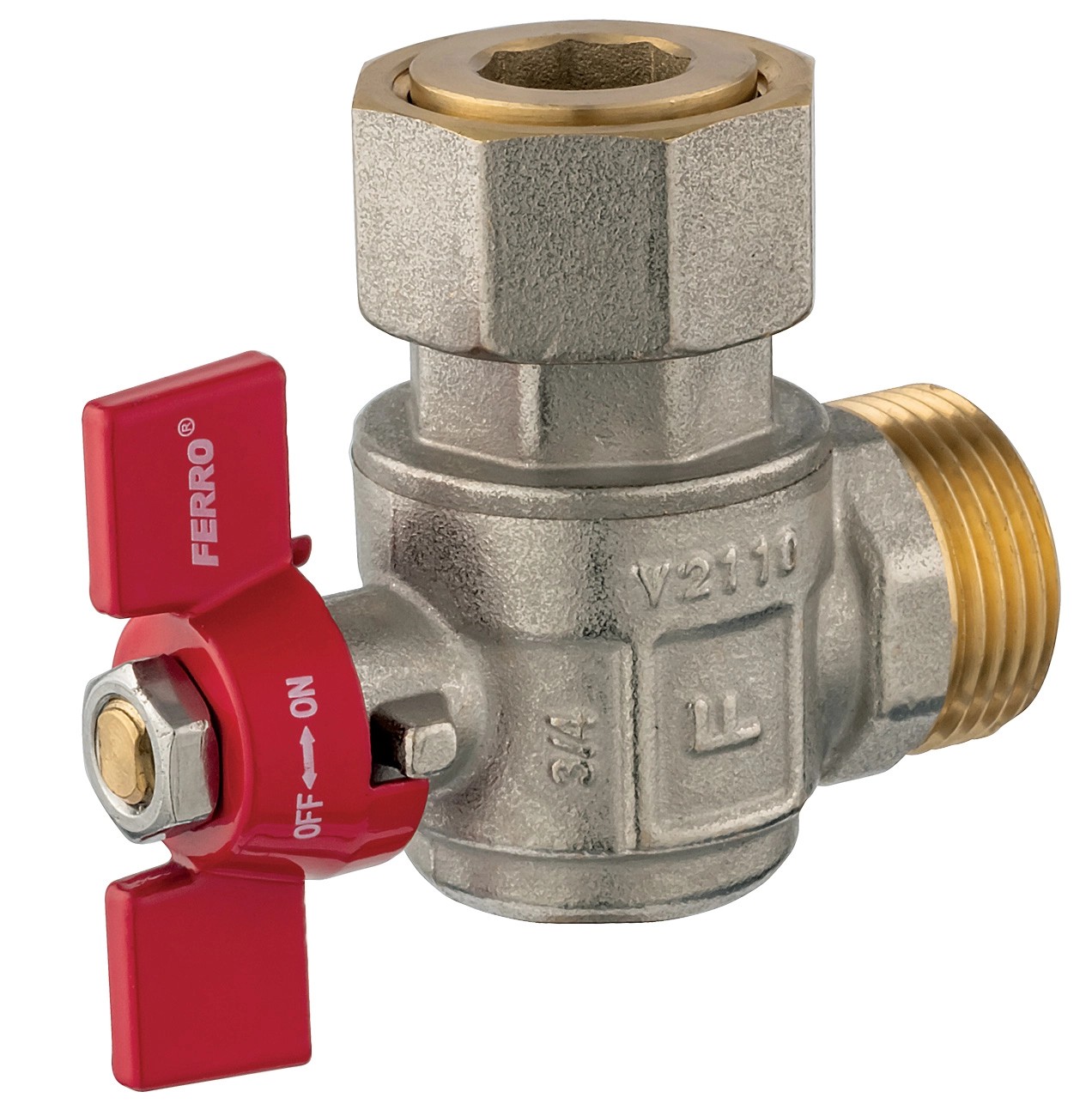 Ferro Rohový kulový kohout KFM2SGK, ke kotlům 3/4" nakoupit u OBI
