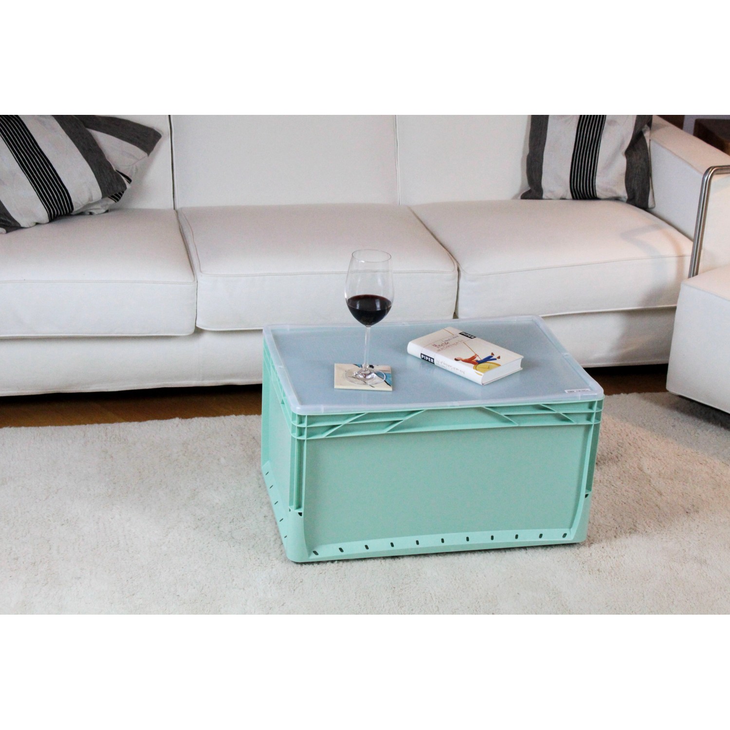 OBI Eurobox Tauro box s plnou stěnou, šedo-modrý, 2,9 l, 300 x 200 x 70 ...