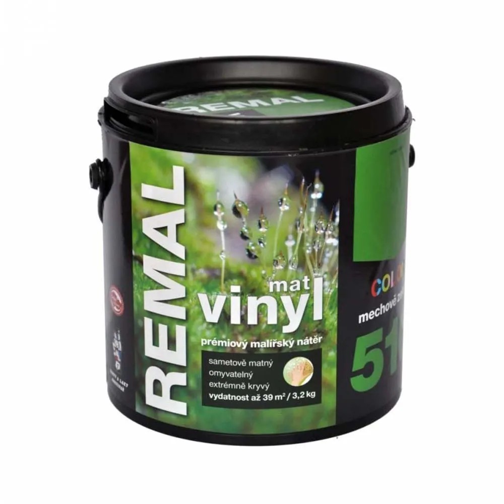 REMAL Vinyl COLOR Mat Prémiový malířský nátěr 510 mechově zelená 3,2 kg ...