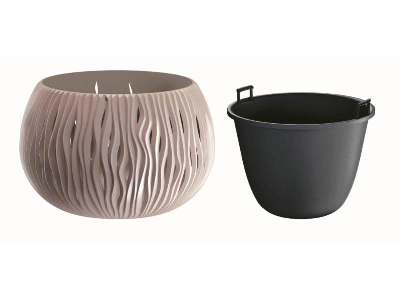 Prosperplast Květináč s vkladem Sandy Bowl 29 cm, mocca