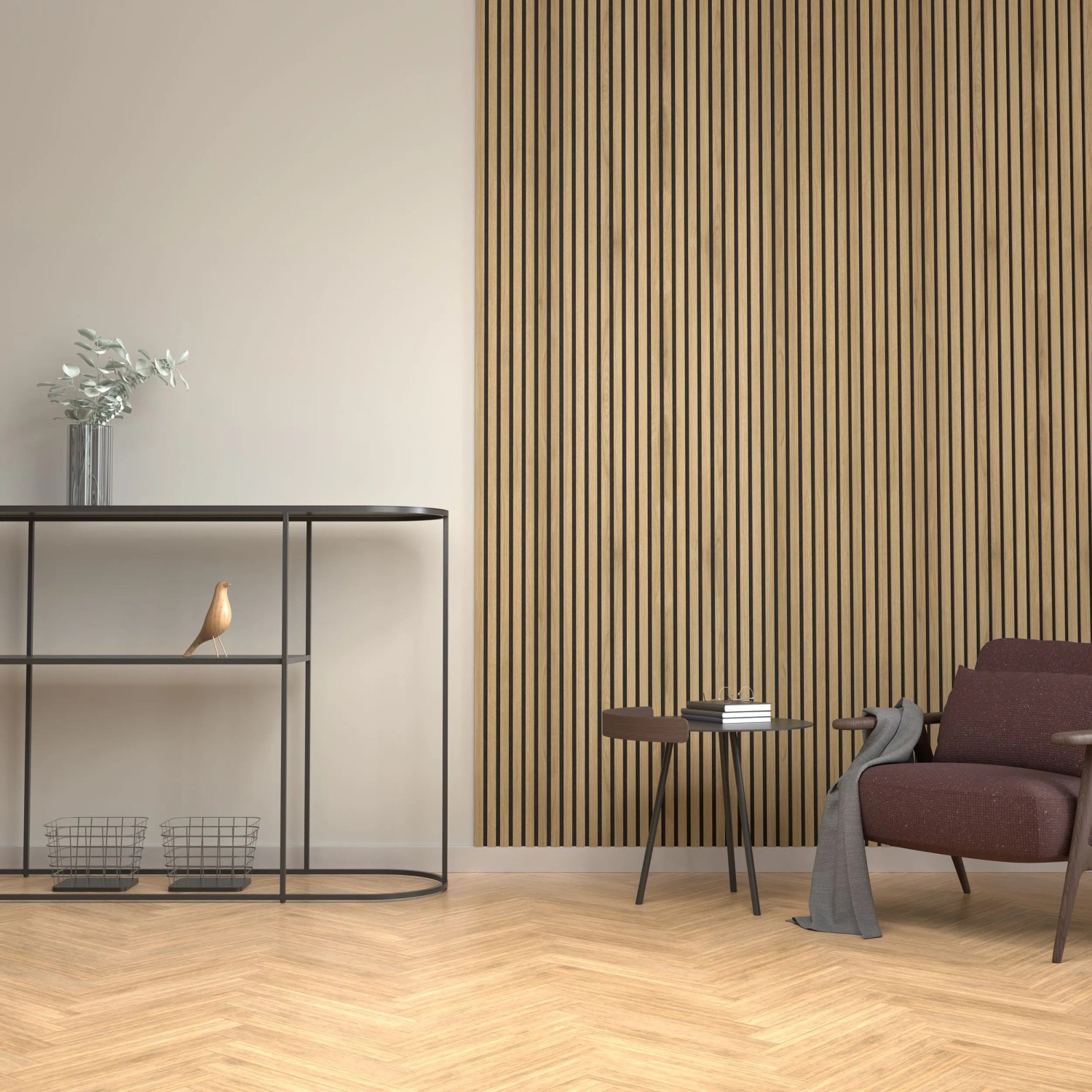 Denpanels Akustický panel ACU-Line MELAMIN dub tm. hnědá MDF černá plsť ...