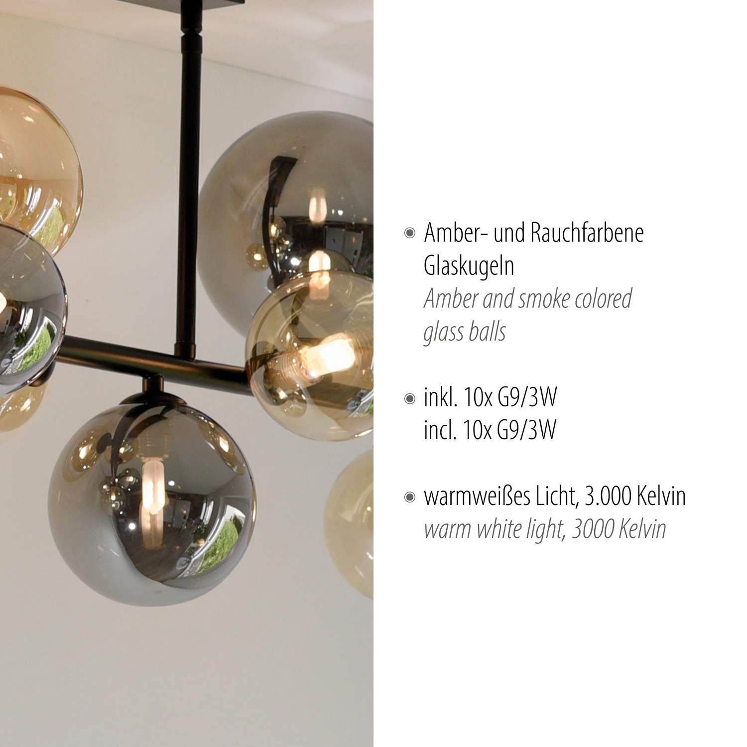 Paul Neuhaus Stropní svítidlo Popsicle 10bodové, černá, 35 x 32 x 85 cm ...