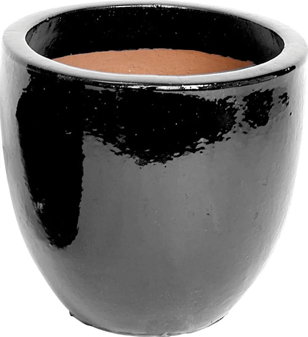 Mega Collections Květináč Glazed Egg Pot lesklá černá pr. 38 x 32 cm ...