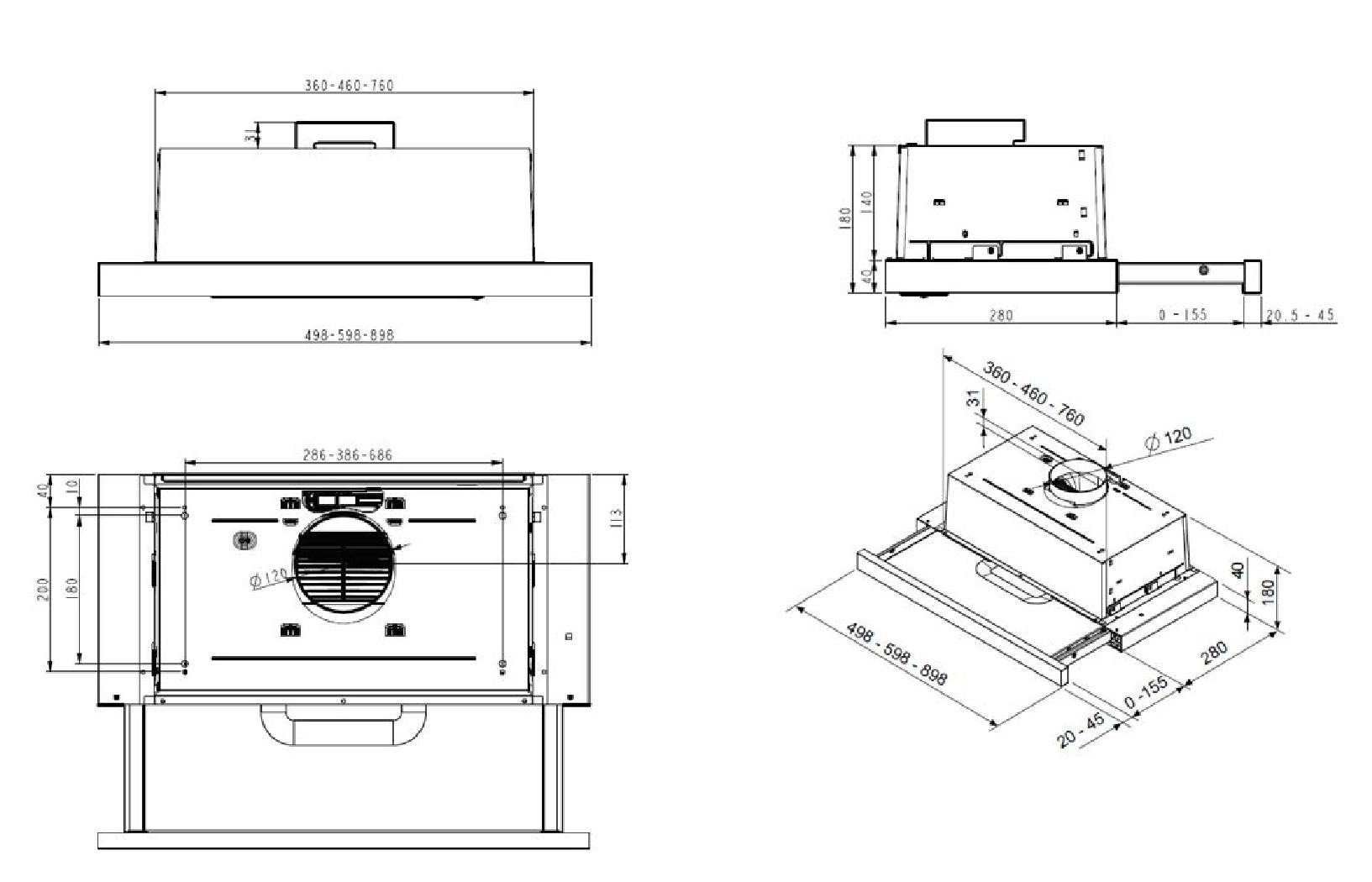 Philco Výsuvná digestoř Apia 60 LC, nerezová, 18 x 59,8 x 28 - 43,5 cm koupit v OBI