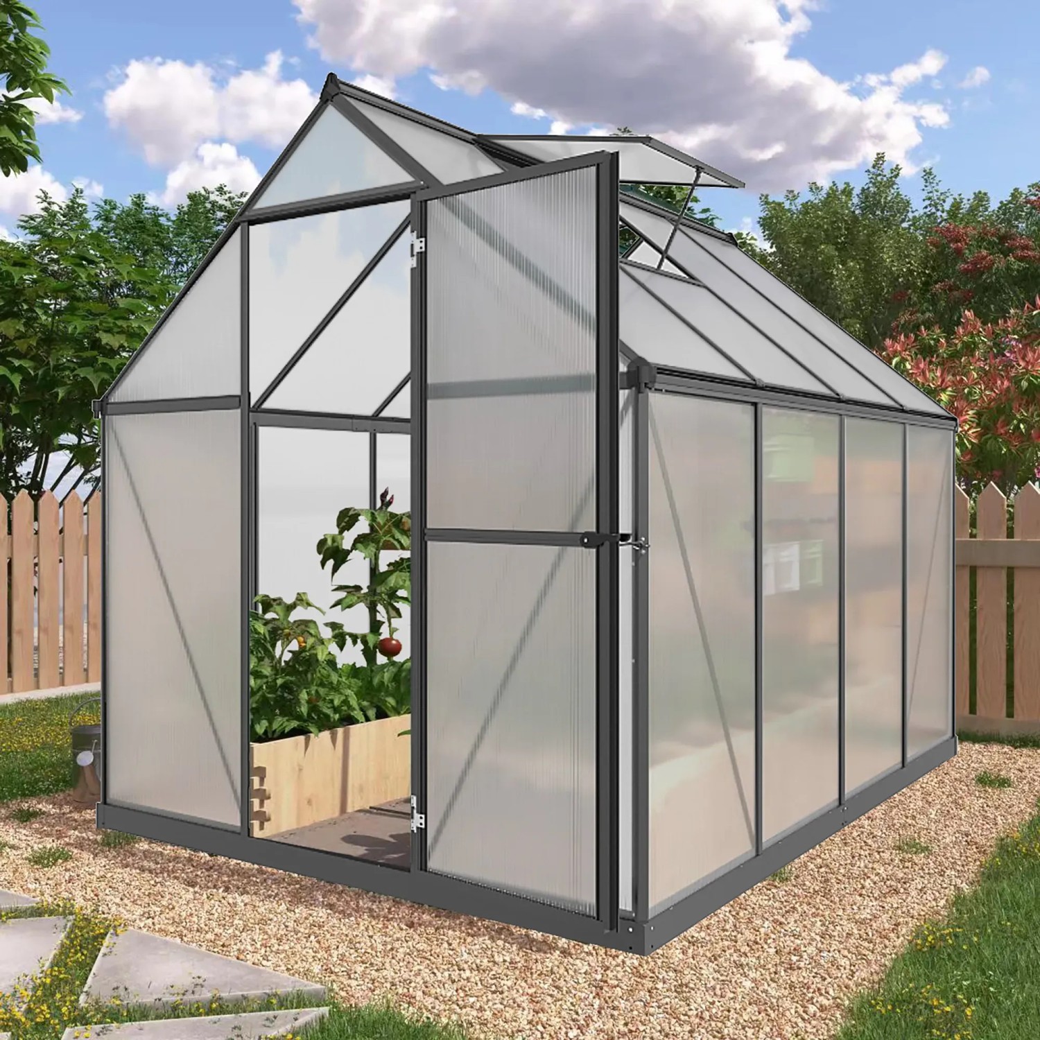 Floraworld Skleník GROW III, antracitová, 182 x 243 x 208 cm