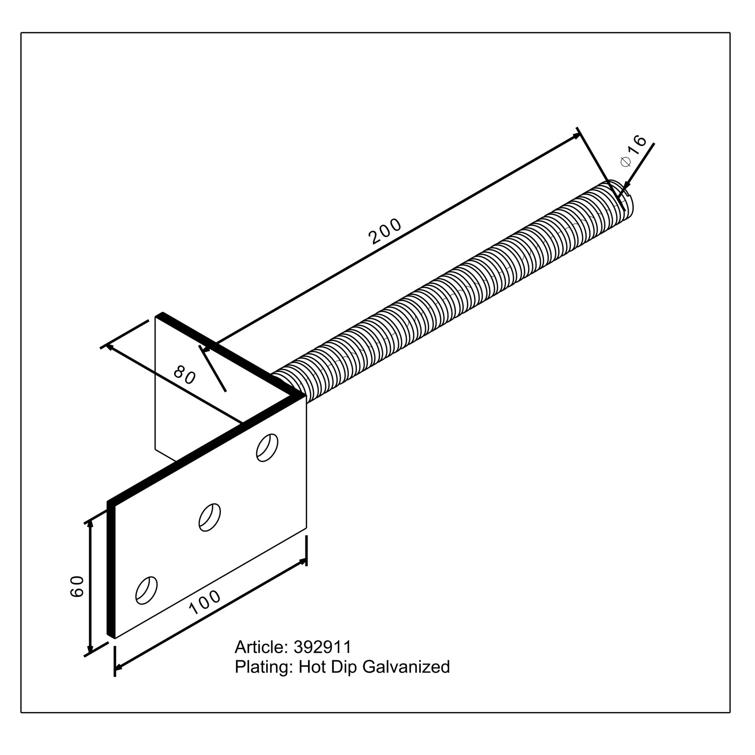 Nosník sloupku tvaru L s trnem 200 mm x 80 mm x 60 mm žárově ...