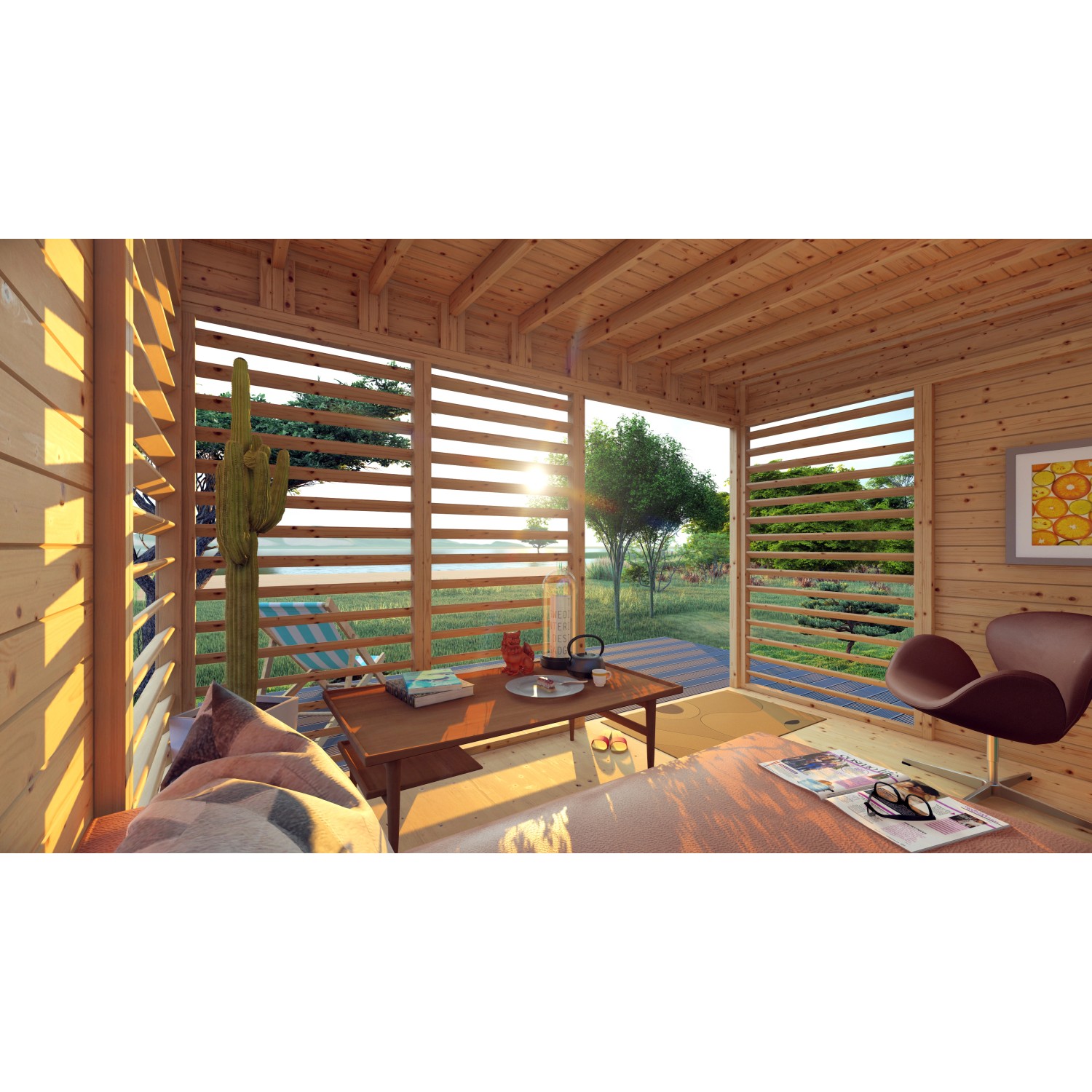 Bertilo Zahradní pavilon Lounge Modern 2, přírodní, 234 x 337 cm koupit ...