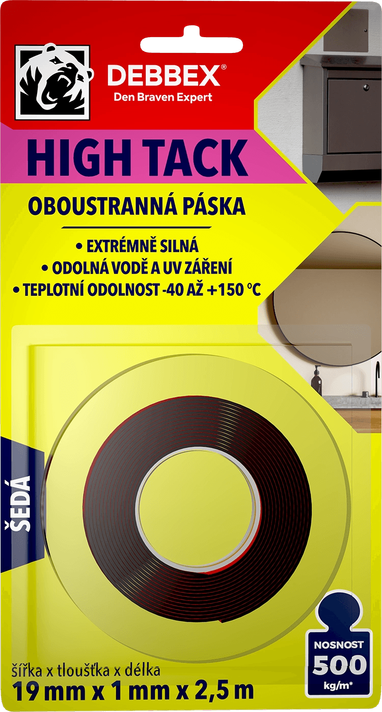 Den Braven Oboustranná páska HIGH TACK šedá 19 mm x 2,5 m nakoupit u OBI
