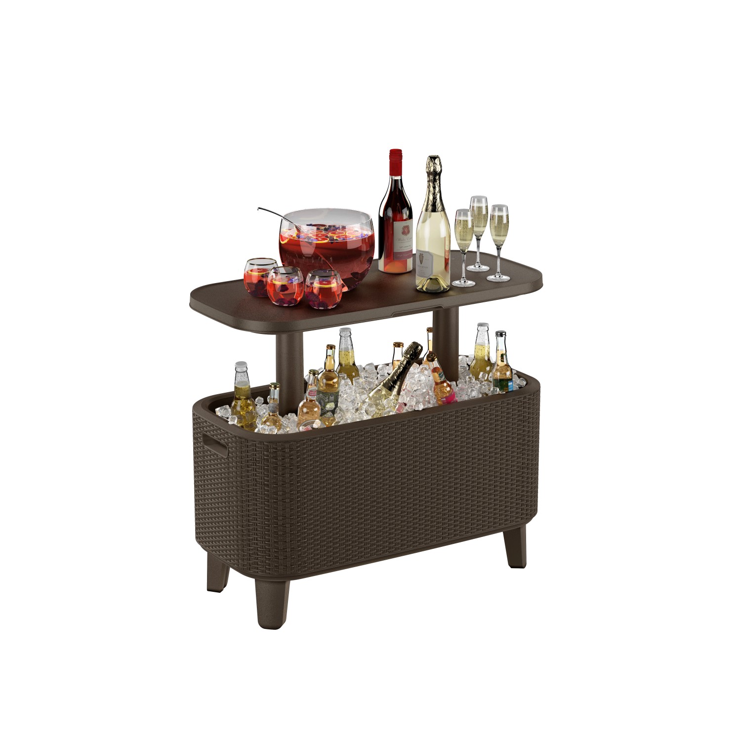 Keter Koktejlový stůl Bevy Bar Large Cool Bar, hnědá, 50-74 x 83,5 x 40 ...