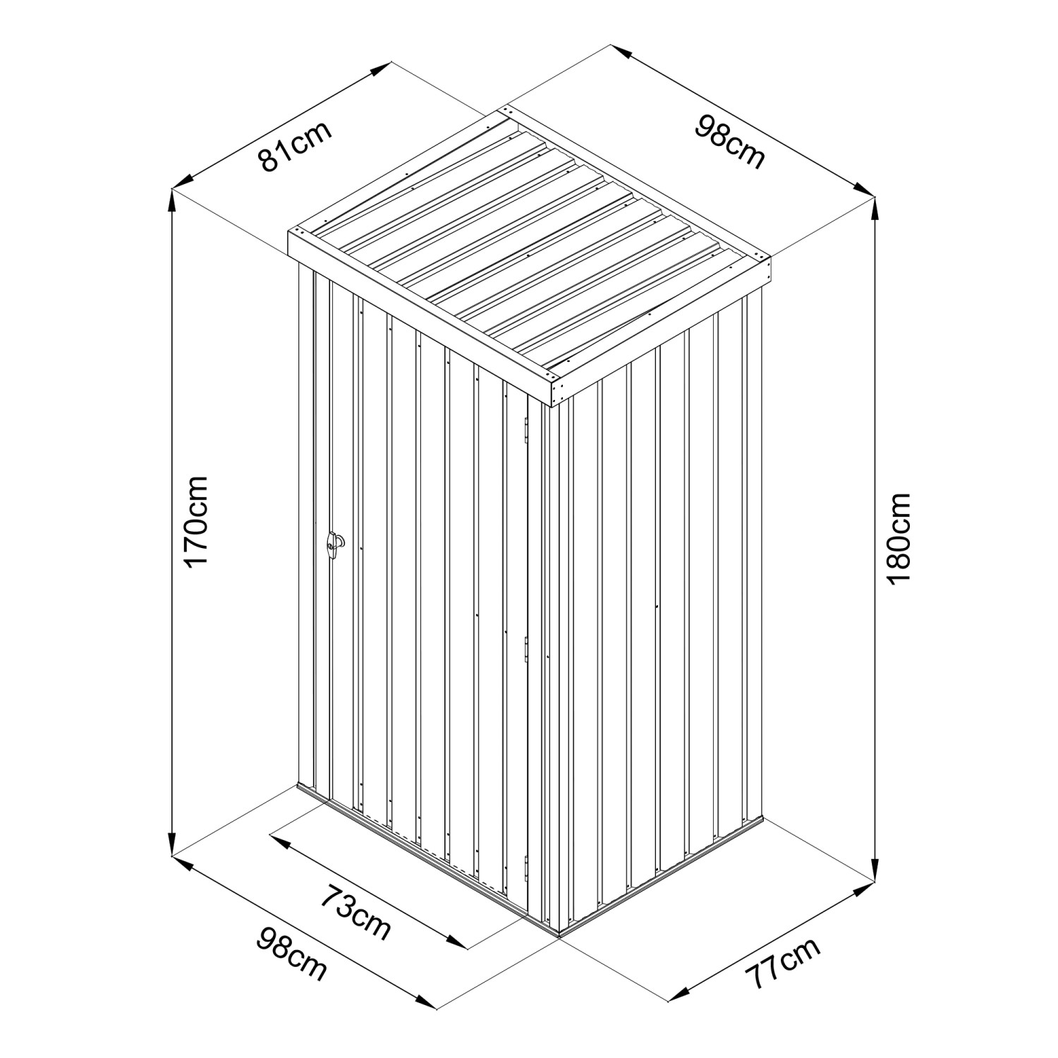 Floraworld Plechový zahradní domek, plochá střecha, antracitová, 98 x ...