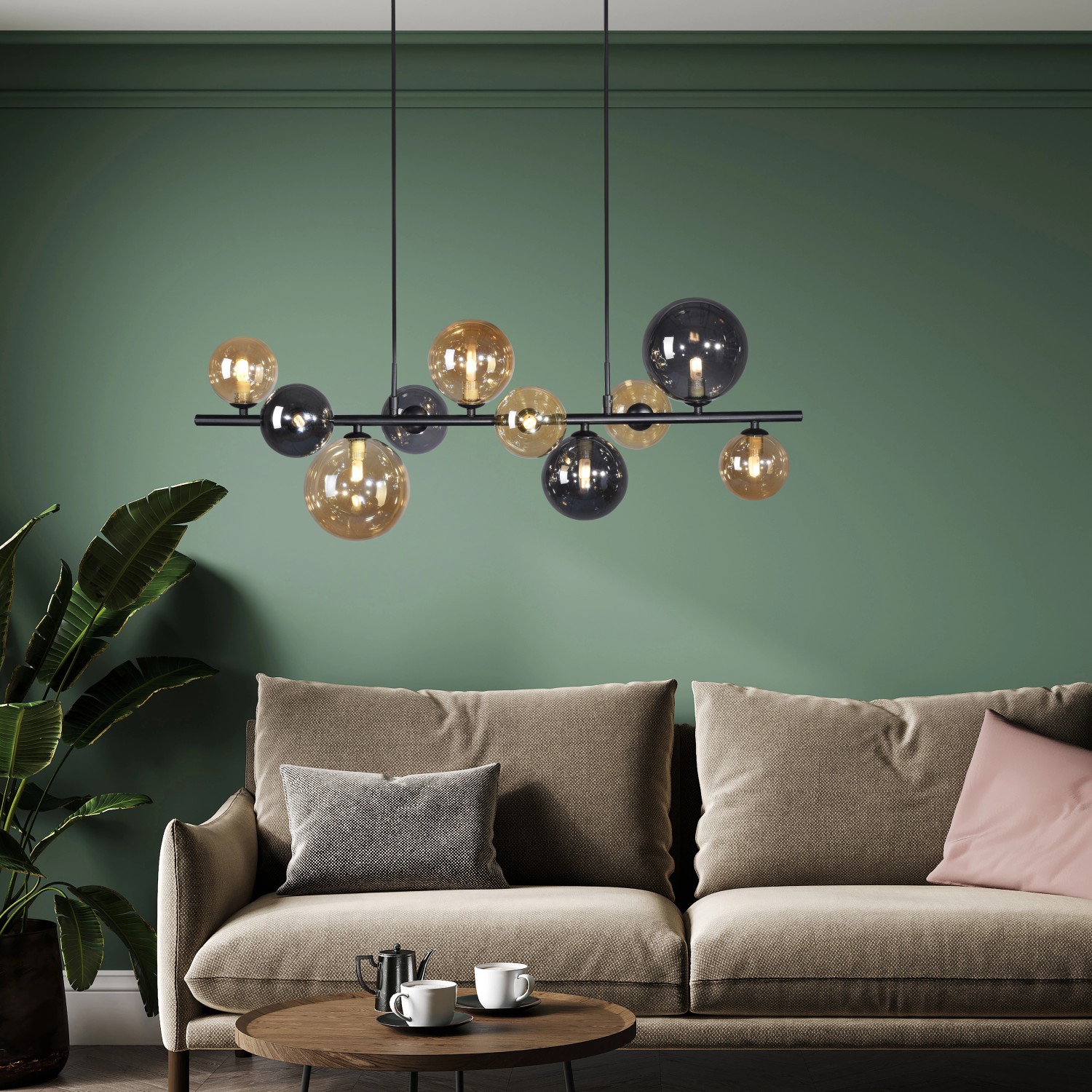 Paul Neuhaus Závěsné svítidlo Popsicle 10bodové, černá, 85 x 150 cm ...