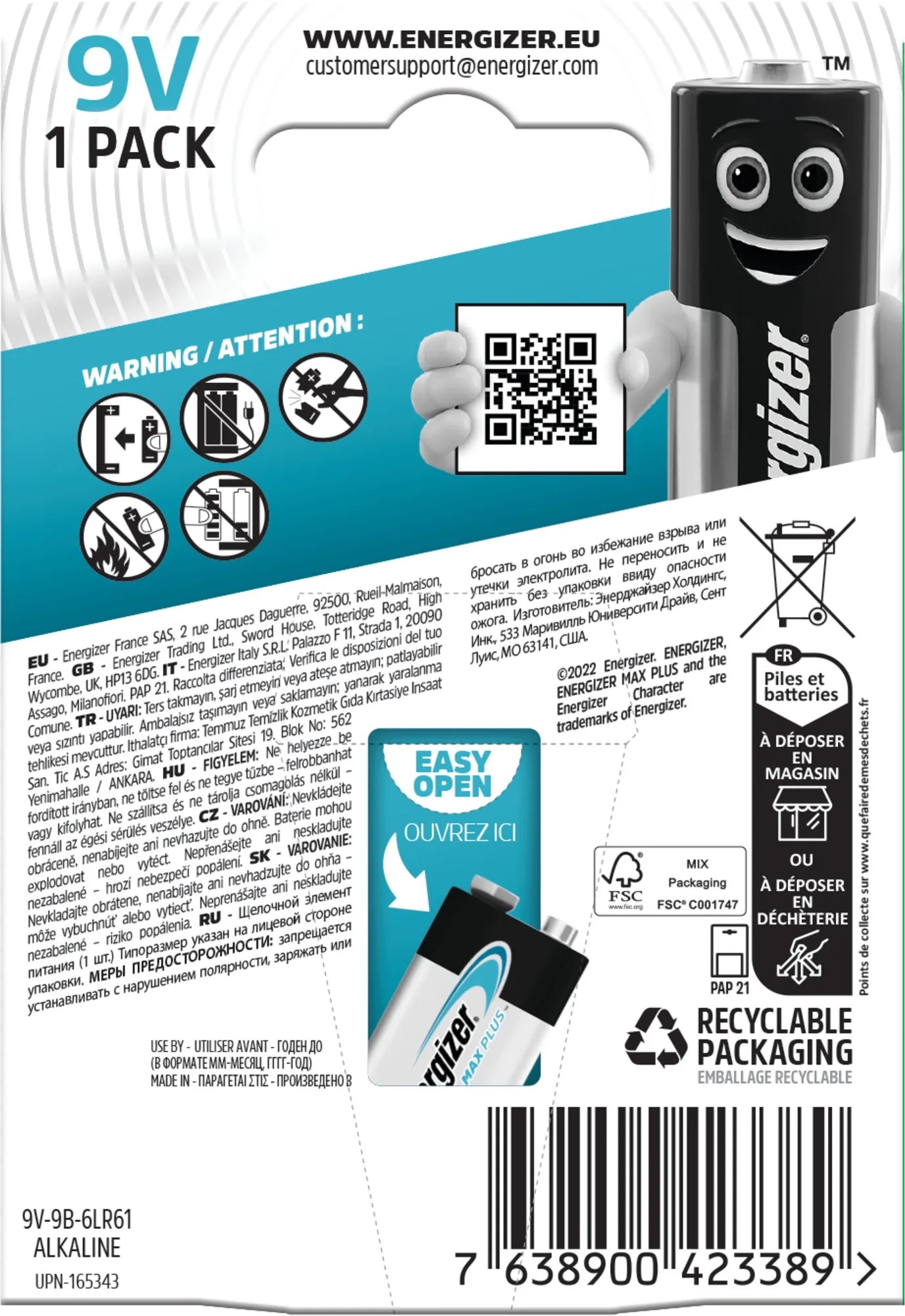 Energizer MAX PLUS Alkalická baterie Block E 9 V, 1 ks nakoupit u OBI