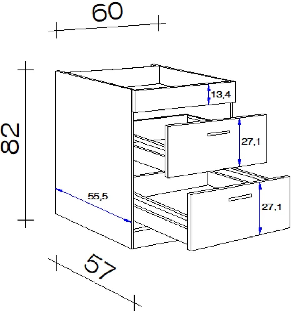 Flex-Well Kuchyňská skříňka Lara pod varnou desku, 60 x 86 x 57,1 cm