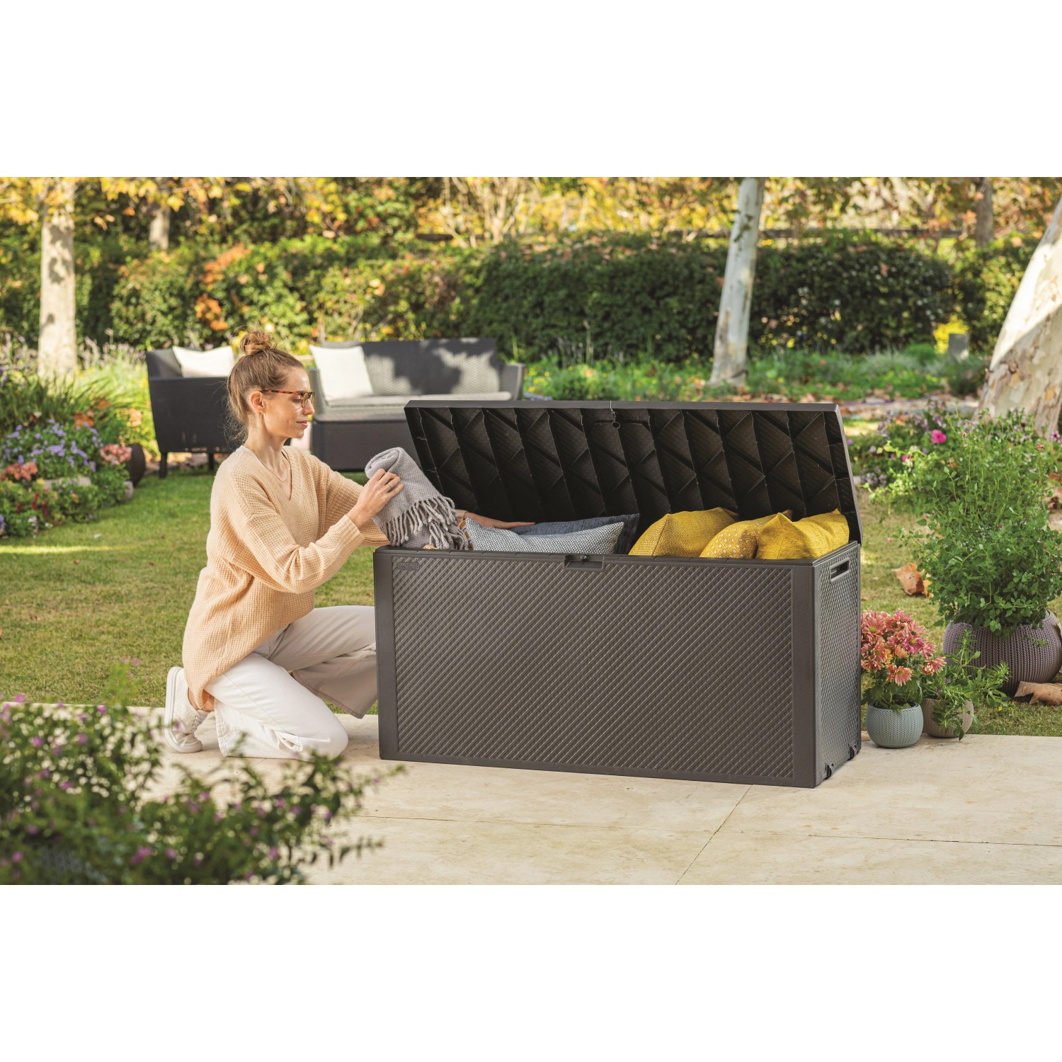 KETER Zahradní úložný box Emily, 270 l, grafitová, 117,8 x 44,58 x 58 ...