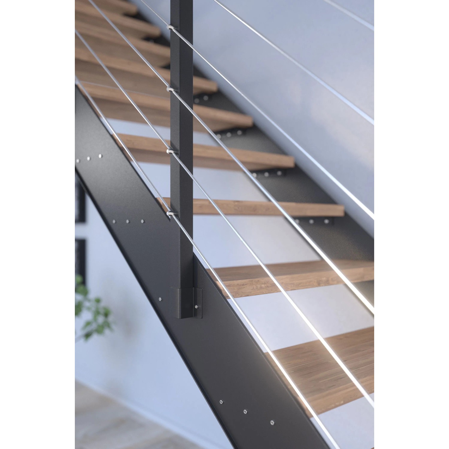 StarWood Kovové schody Kos 10 st. dub rustik olej. 85 cm kov. zábradlí ...