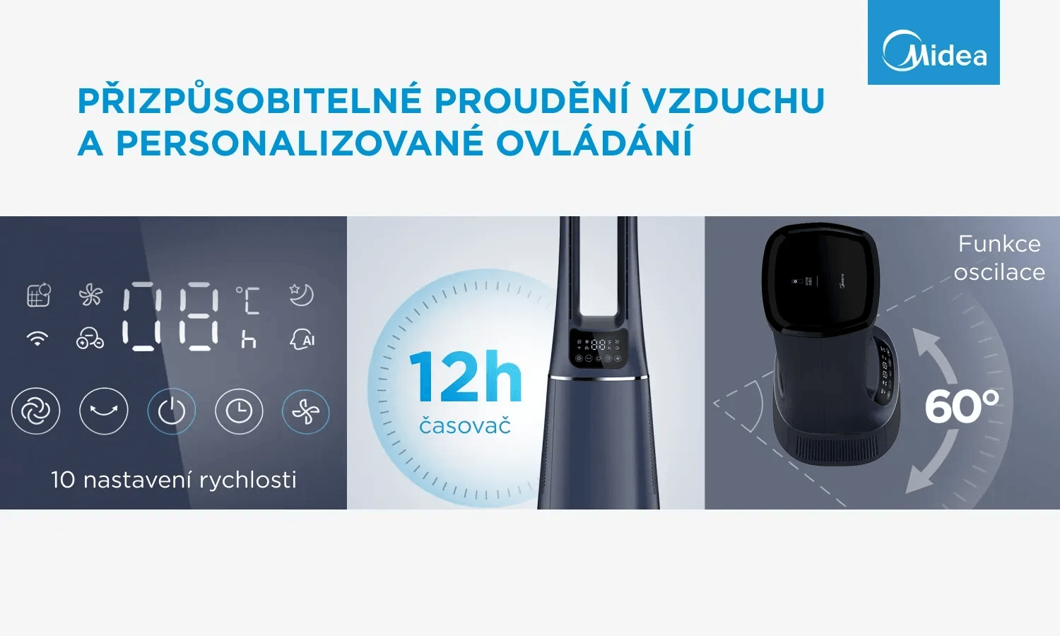 Midea Ventilátor sloupový AMS150-PBW modrý nakoupit u OBI