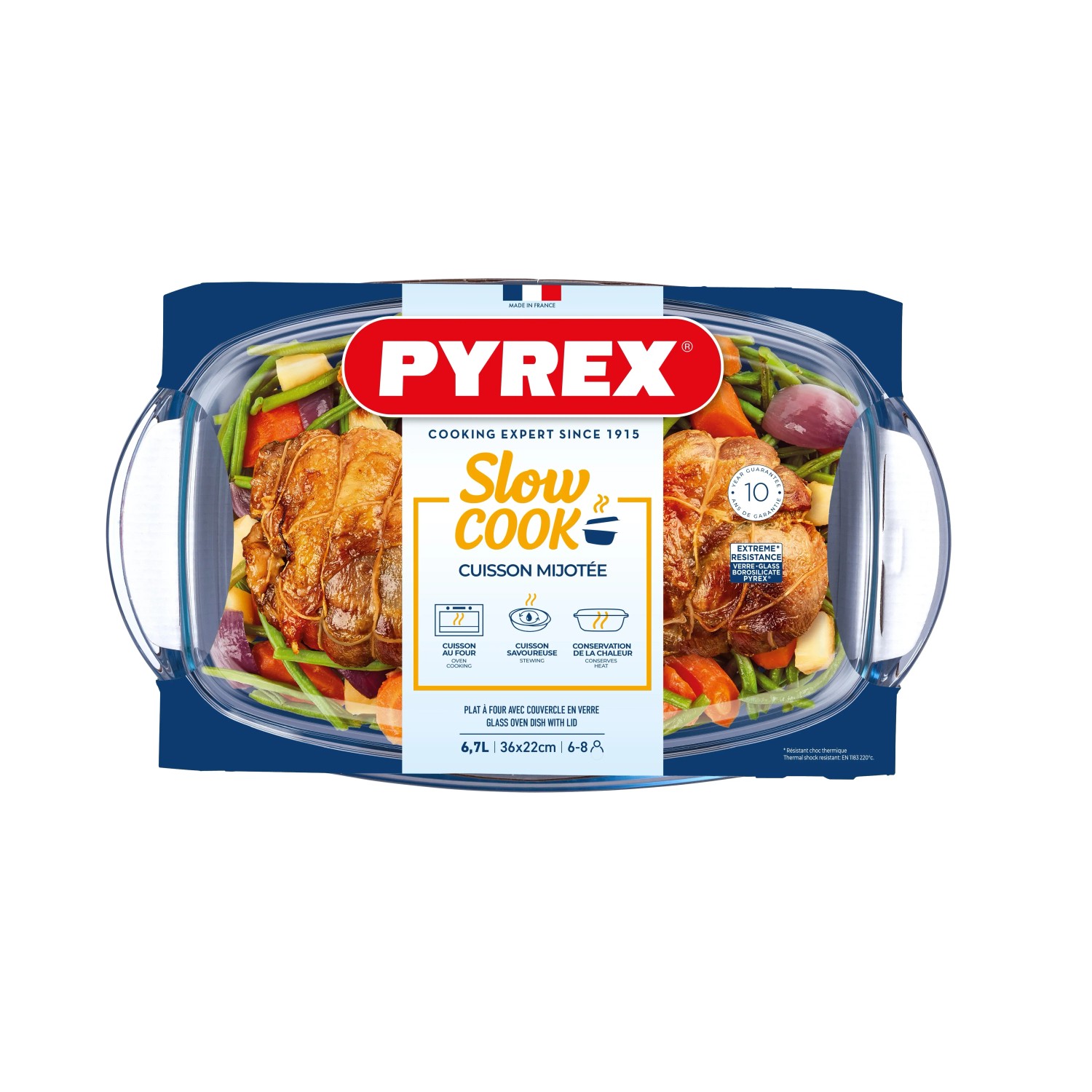Pyrex Hranatý skleněný pekáč s víkem, 6,7l