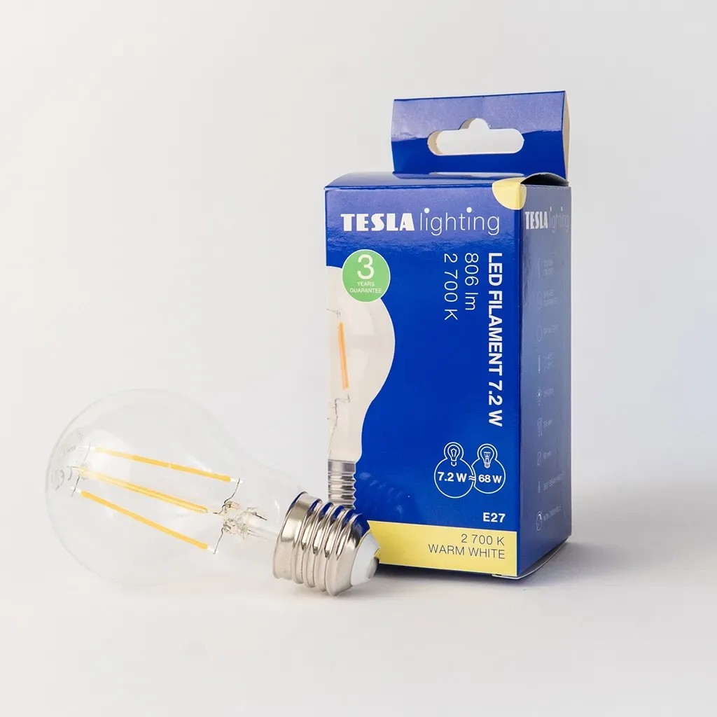 TESLA Lighting LED žárovka Filament Retro Bulb E27, 7,2 W, 806 lm, 2700 K
