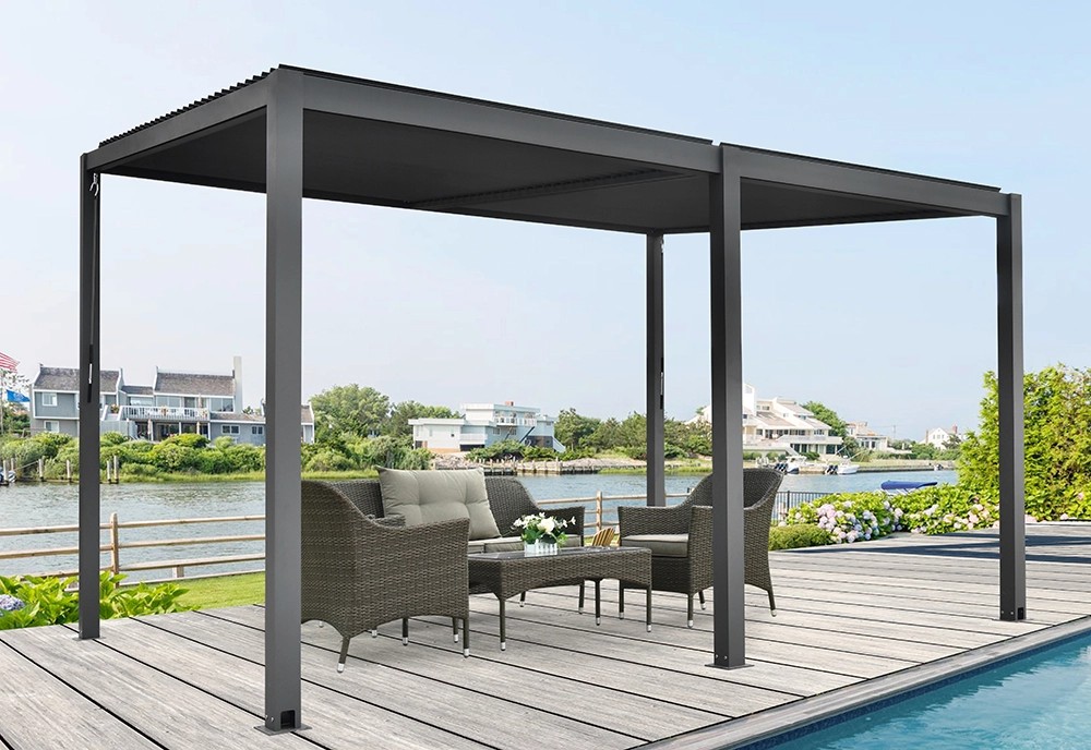 Floraworld Pergola, lamelová střecha, antracitová, 400 x 310 cm ...