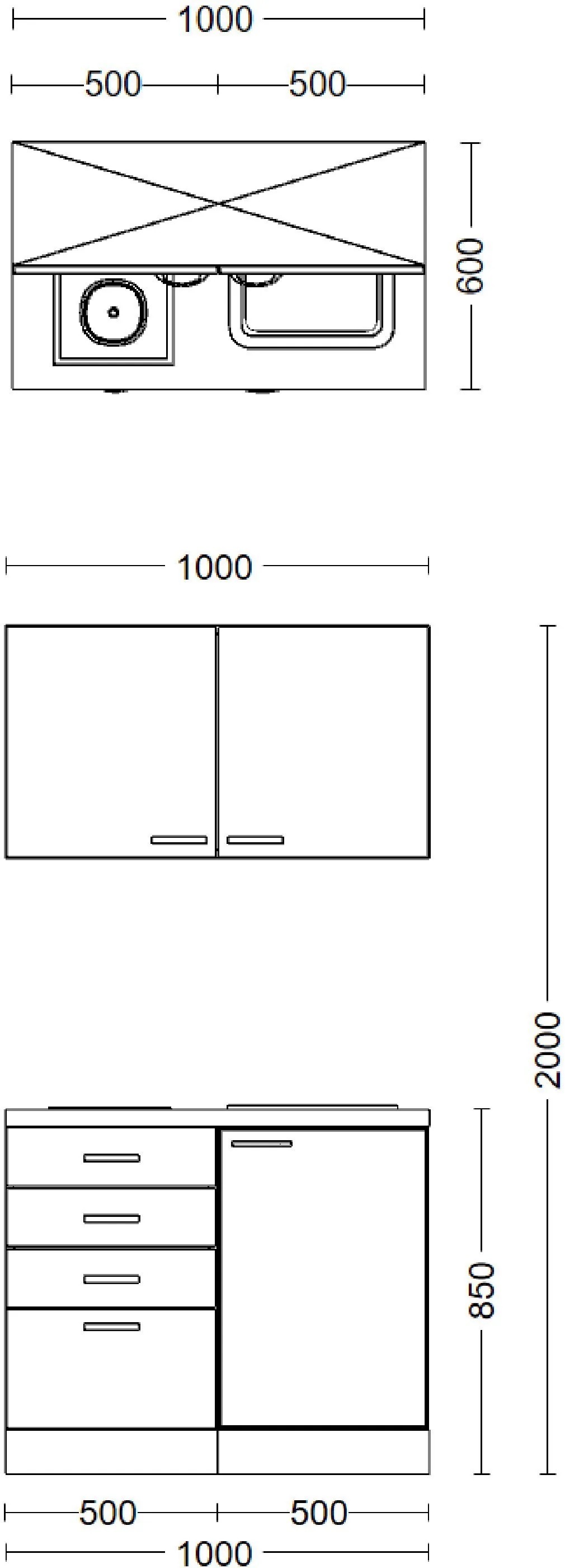 Flex-Well Kuchyně Vintea 100 cm/typ 1 - varná deska
