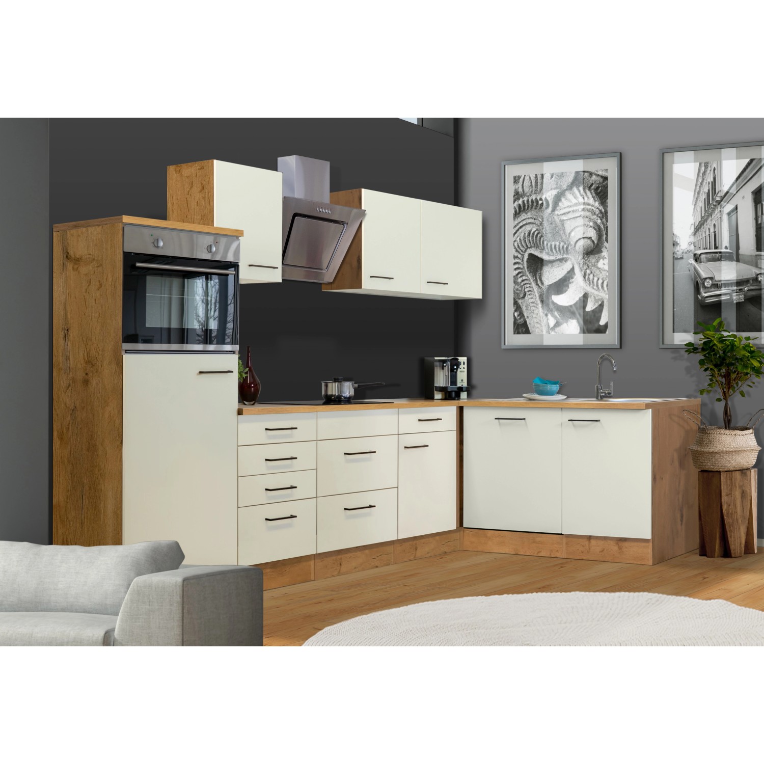 Flex-Well Kuchyně Vintea 280x170 cm/typ1-lednice/trouba/var.deska/digestoř/myčka nakoupit u OBI