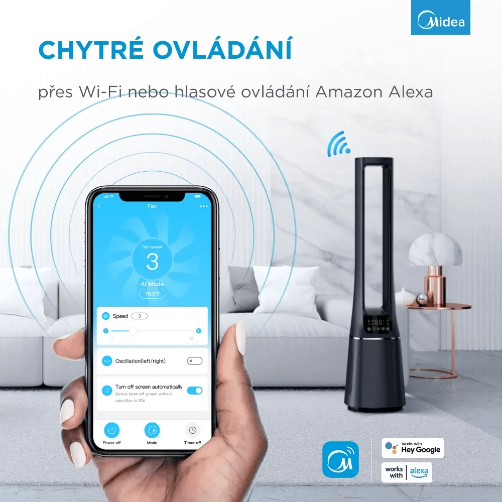 Midea Ventilátor sloupový AMS150-PBW modrý nakoupit u OBI