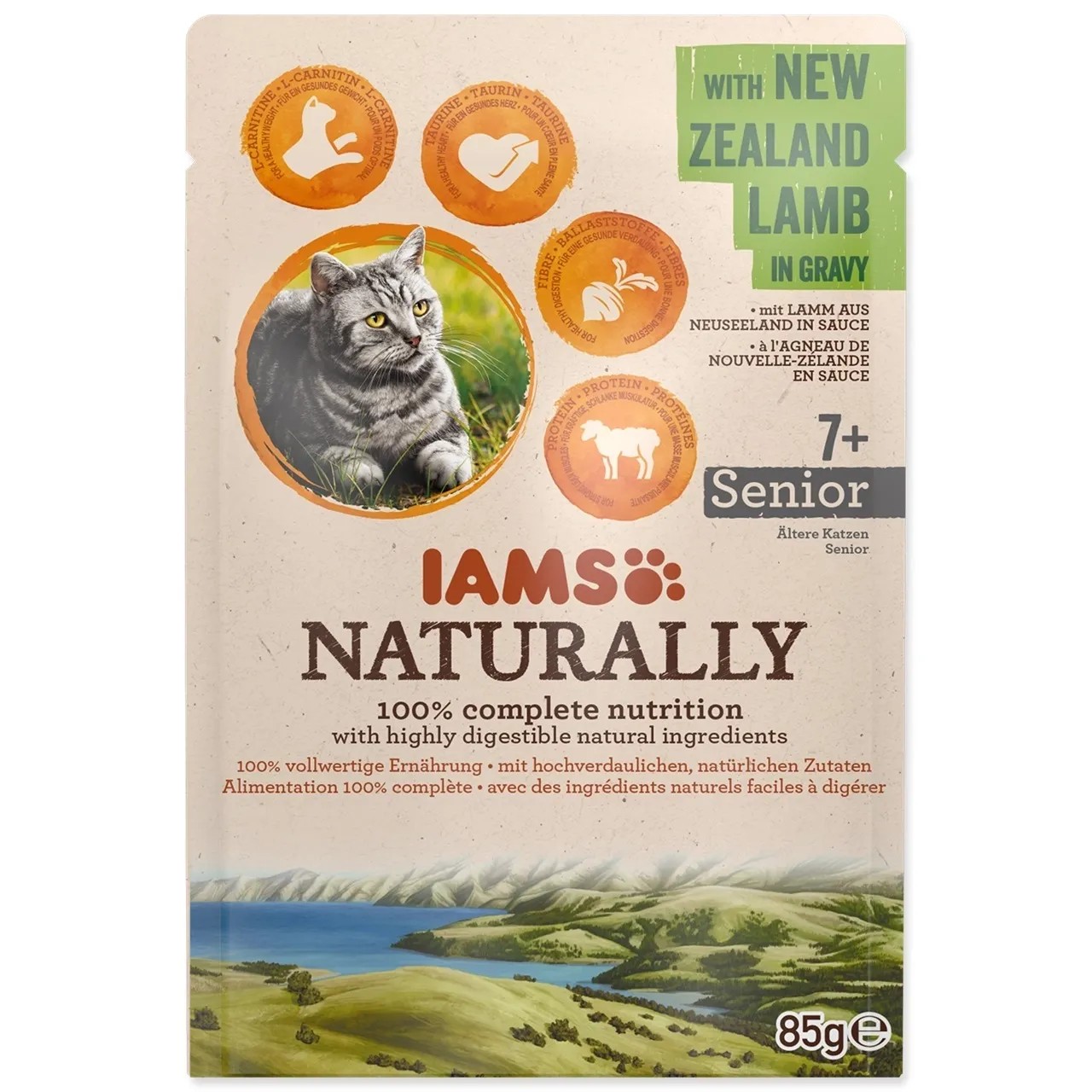 IAMS Kapsička pro kočky Naturally Senior s jehněčím masem v omáčce 85 g ...