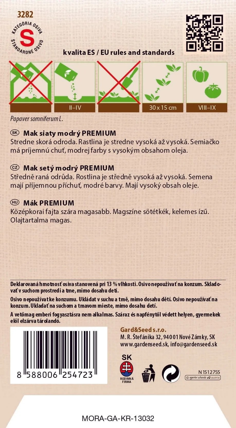 GardenSeed Premium Semínka Mák Setý, 5 g