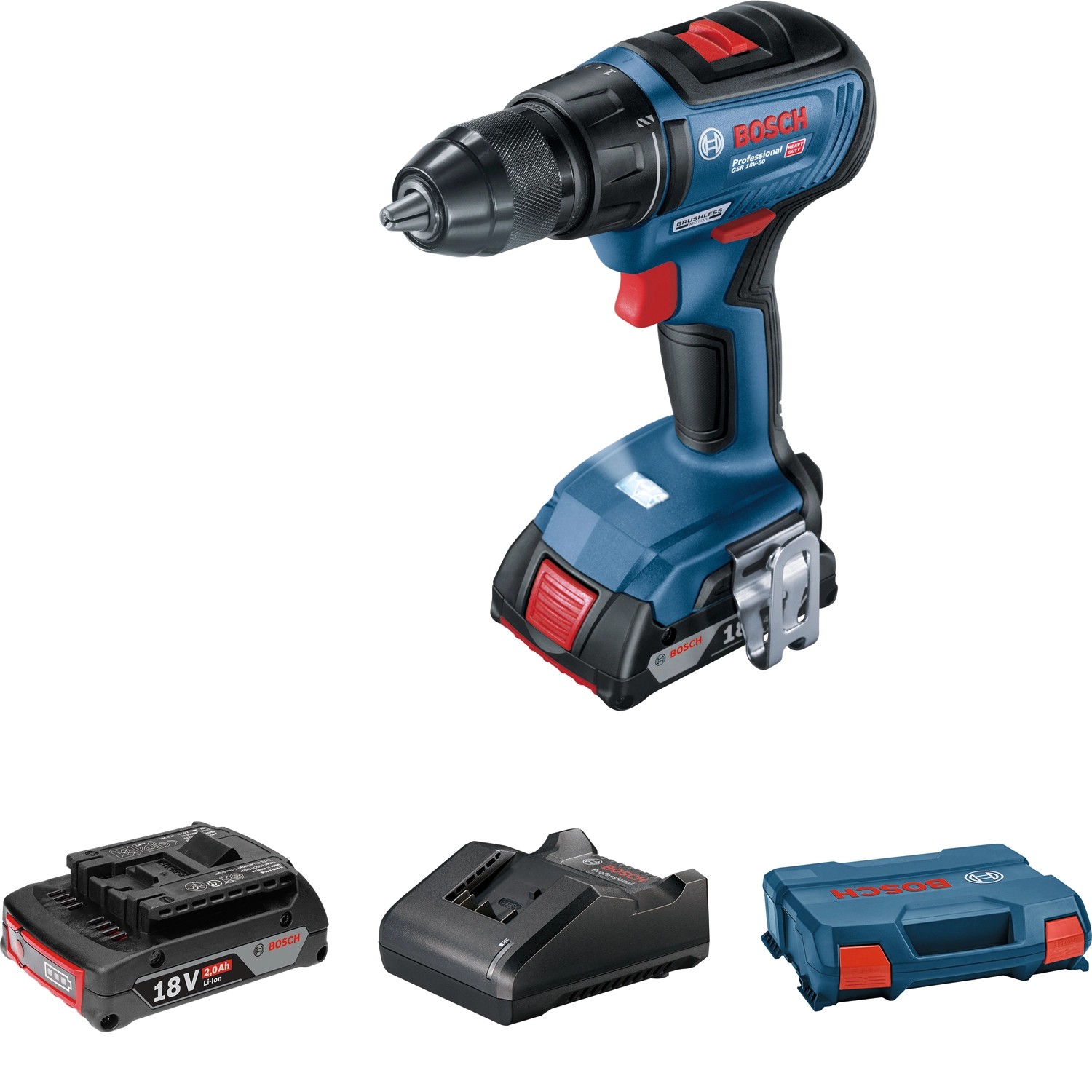 Bosch Professional Aku vrtací šroubovák GSR 18V-50 2x aku, 1x nabíječka ...