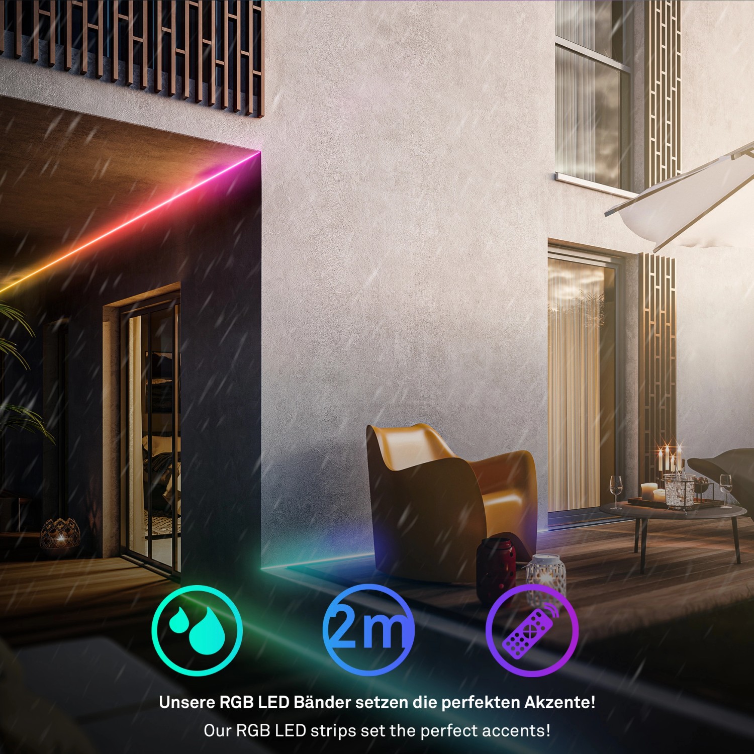 Briloner LED pásek samolepicí IP44, RGBW, základní sada, 2 m nakoupit u OBI