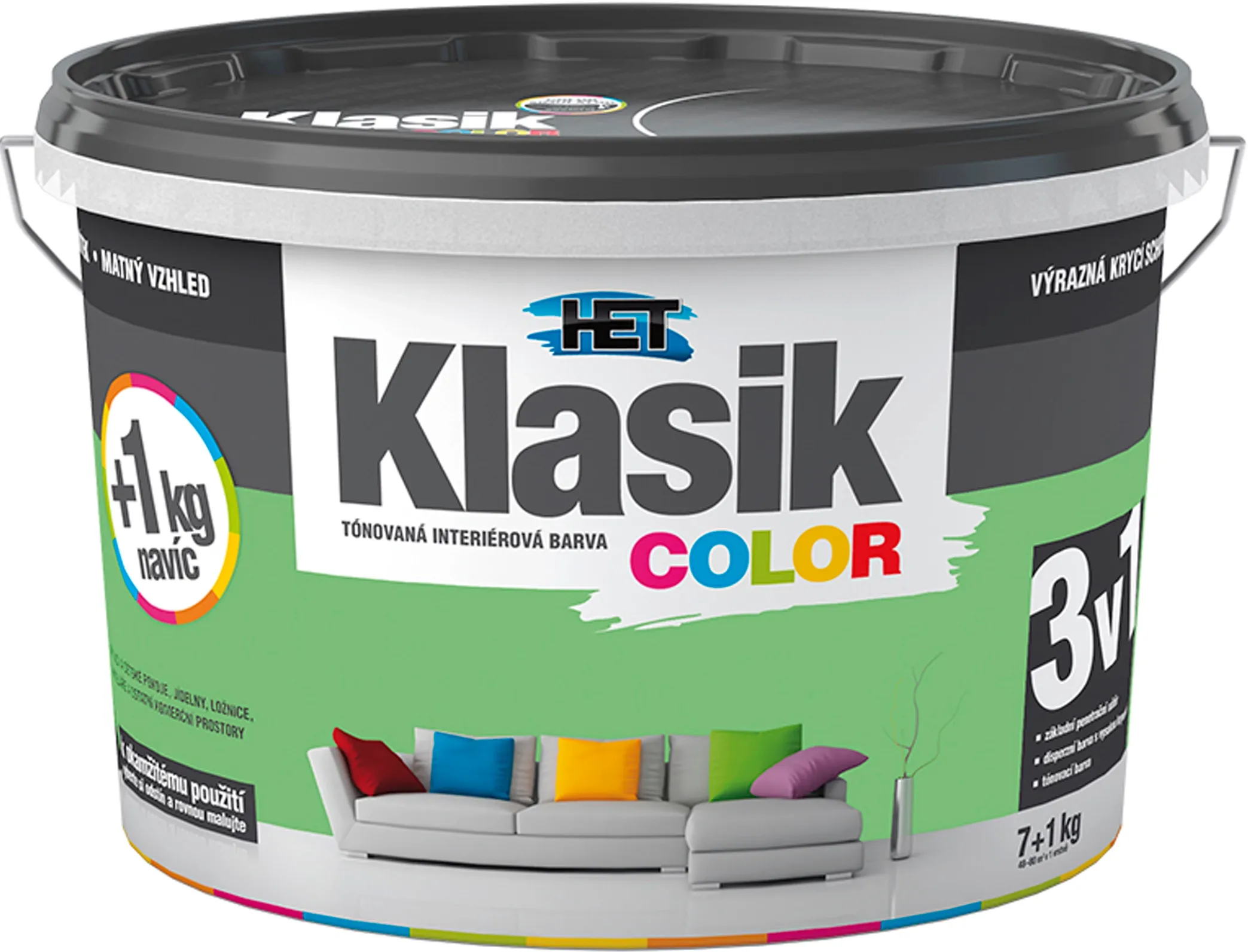 HET Klasik COLOR Tónovaná interiérová barva KC 0567 zelená, 7 + 1 kg ...