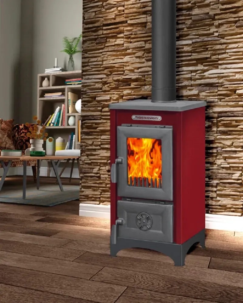 Hosseven Krbová kamna 9008 Mini 7,09 kW, bordó, 41 x 38,2 x 80 cm