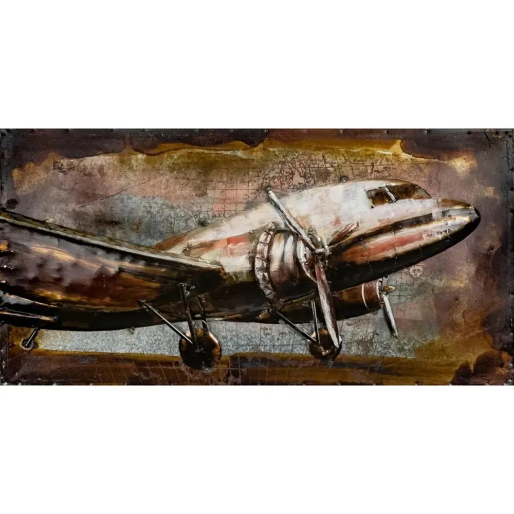 FALC Kovový obraz 3D Letadlo 40 x 80 cm