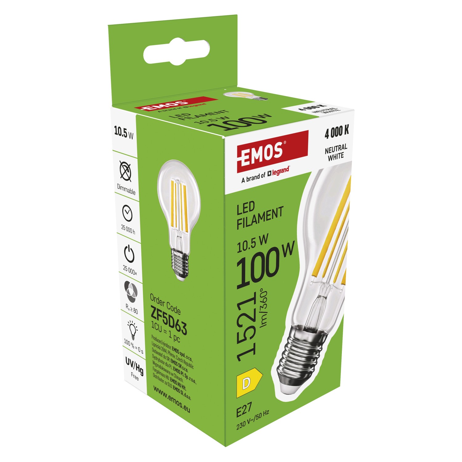 Emos LED žárovka Filament A60, E27, 10,5W (100W), 1521lm, 4000K nakoupit u OBI